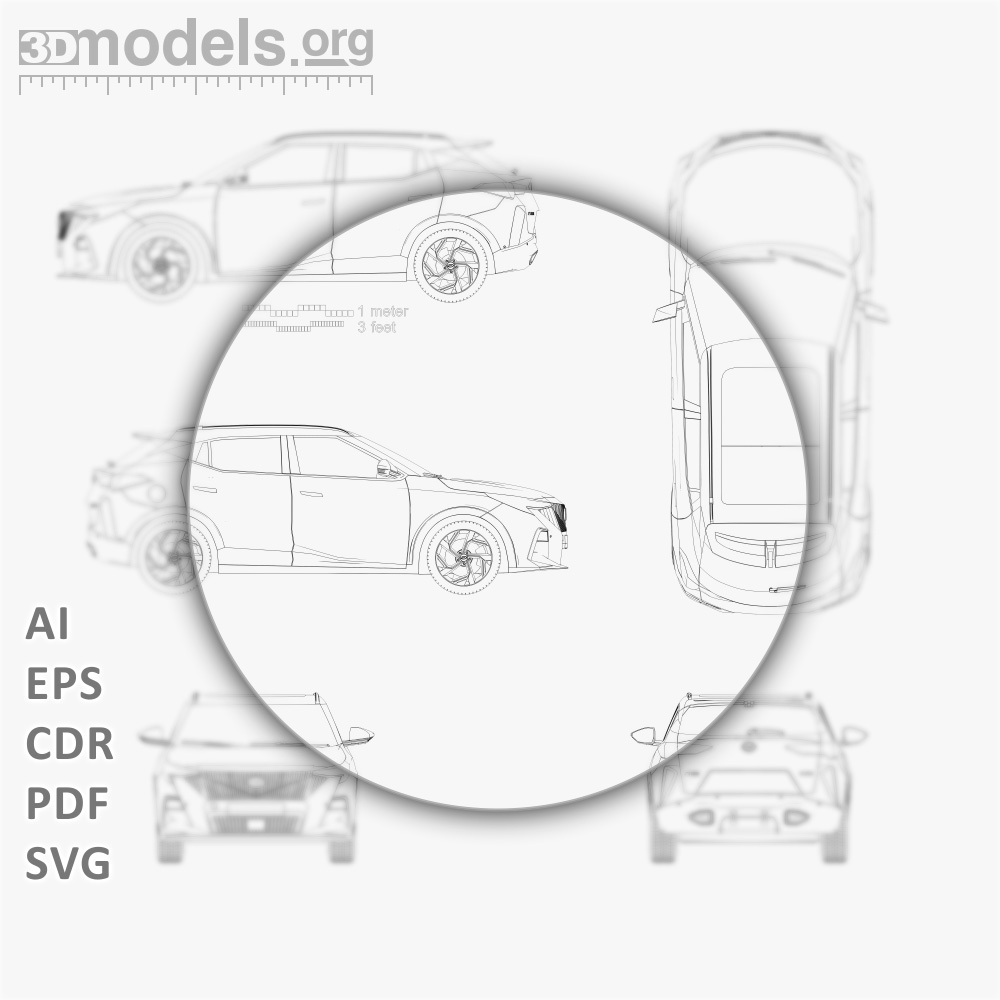 Trumpchi GS3 2025 Vector Blueprint - 3DModels.org