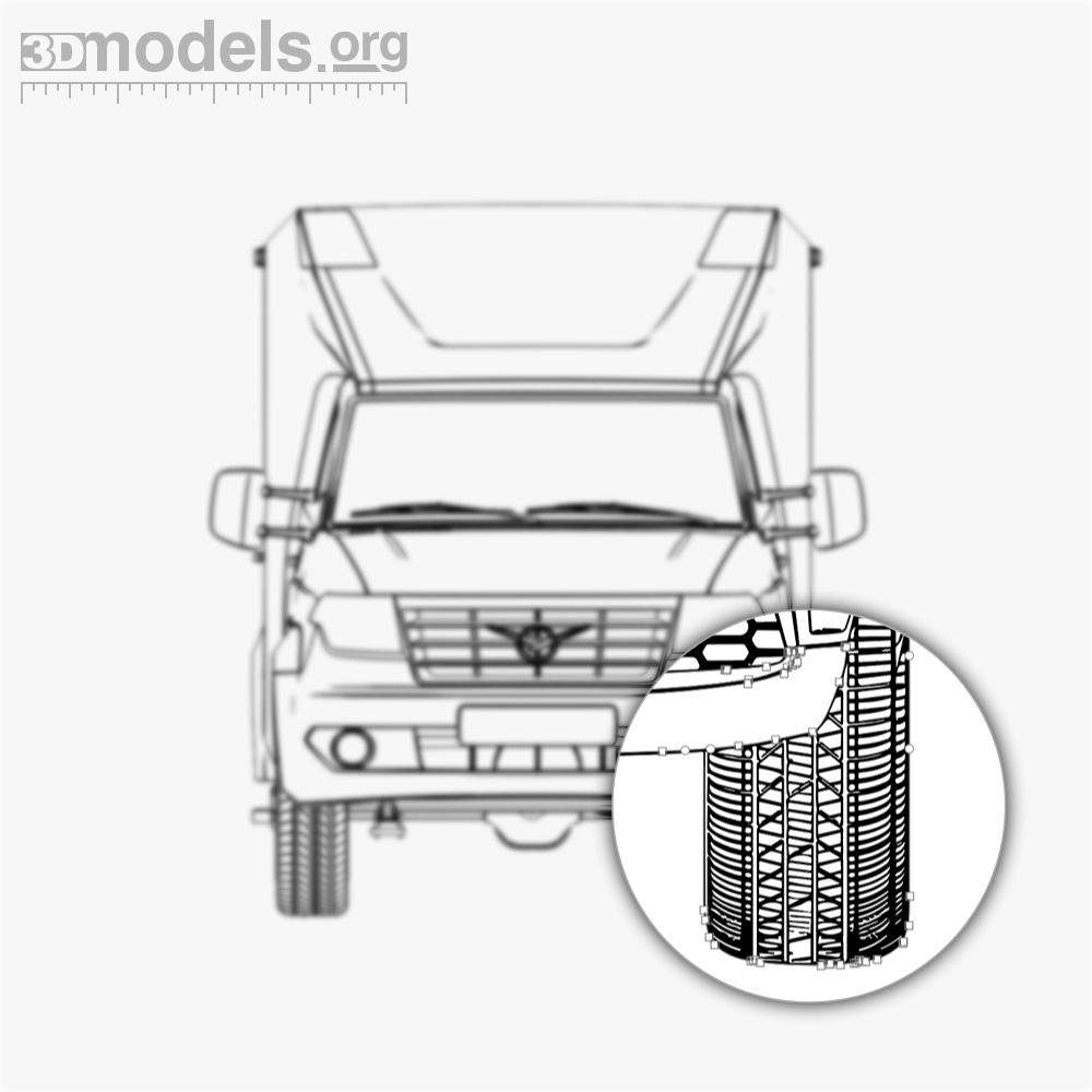 UAZ Profi Ambulans 2019 Vektör Teknik Çizim - 3DModels.org