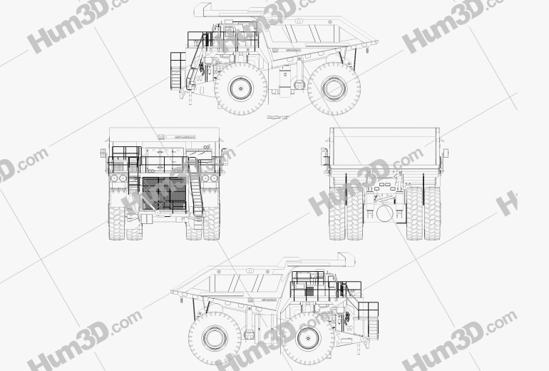 Unit Rig MT4400AC Dump Truck 2012 Blueprint - 3DModels.org