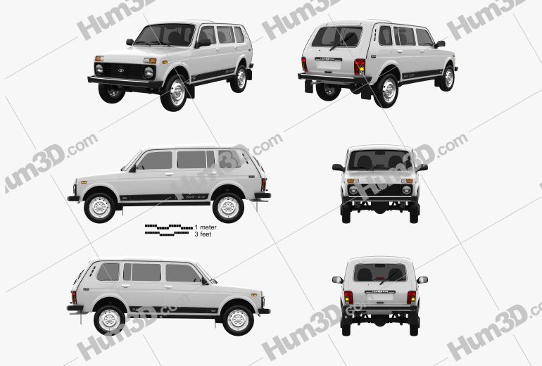 Lada Niva 4×4 2131 2012 Blueprint Template - 3DModels.org