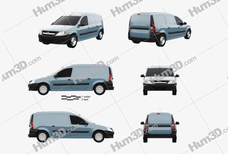 Lada Largus Van 2015 Blueprint Template - 3DModels.org