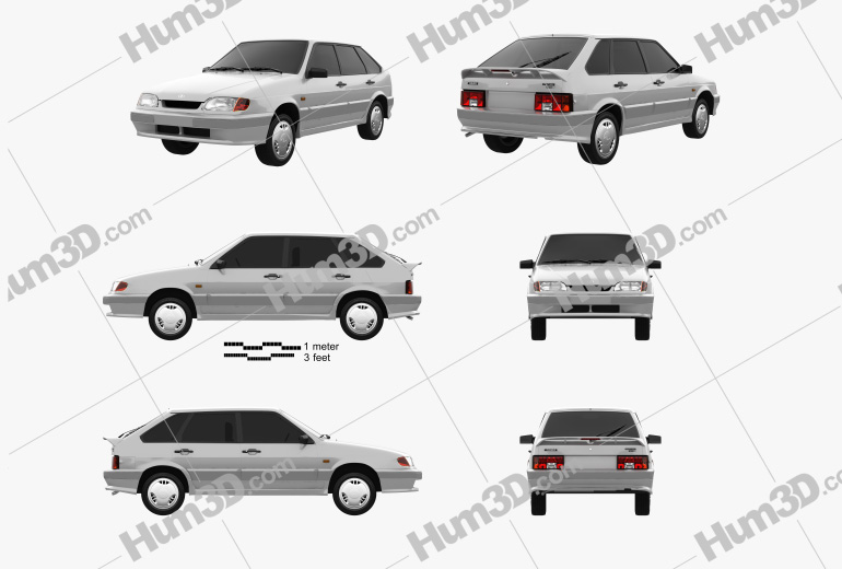 VAZ Lada Samara (2114) hatchback 5-door 1997 Blueprint Template ...