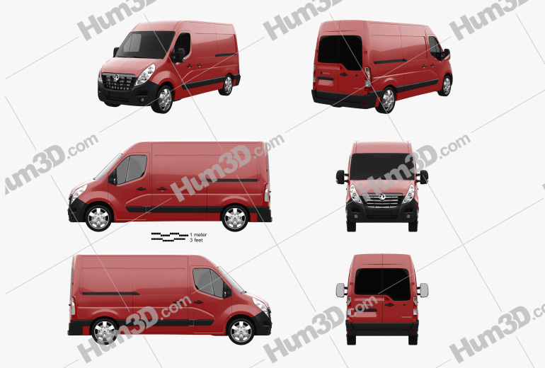 Vauxhall Movano Panel Van 2014 Blueprint Template - 3DModels.org