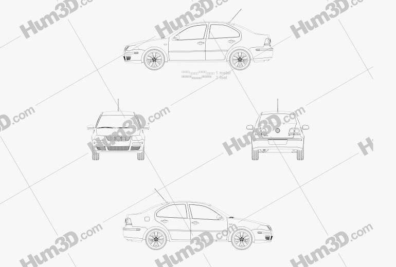 Volkswagen Jetta City Blueprint - 3DModels.org
