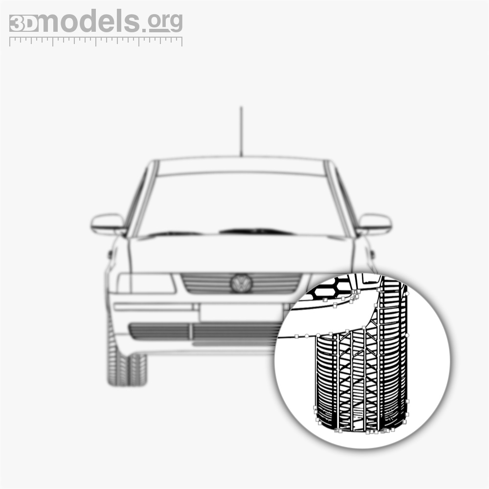 Volkswagen Passat B5 sedan 2005 Vector Blueprint - 3DModels.org