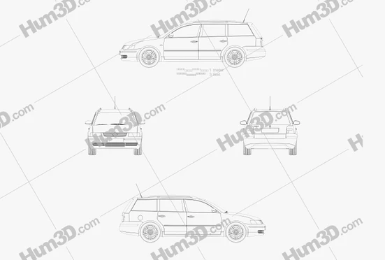 Volkswagen Passat blueprints Download in PNG - 3DModels.org