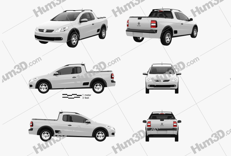 Volkswagen Saveiro 2014 Blueprint Template - 3DModels.org