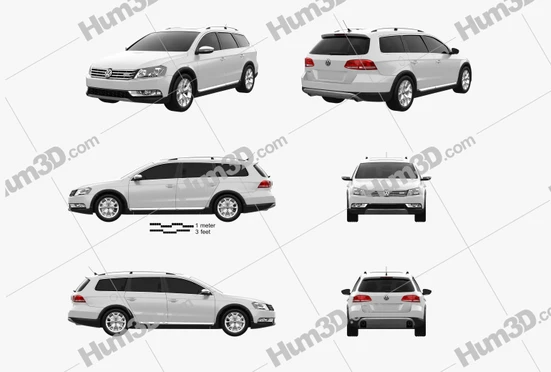 Volkswagen Passat blueprints Download in PNG - 3DModels.org
