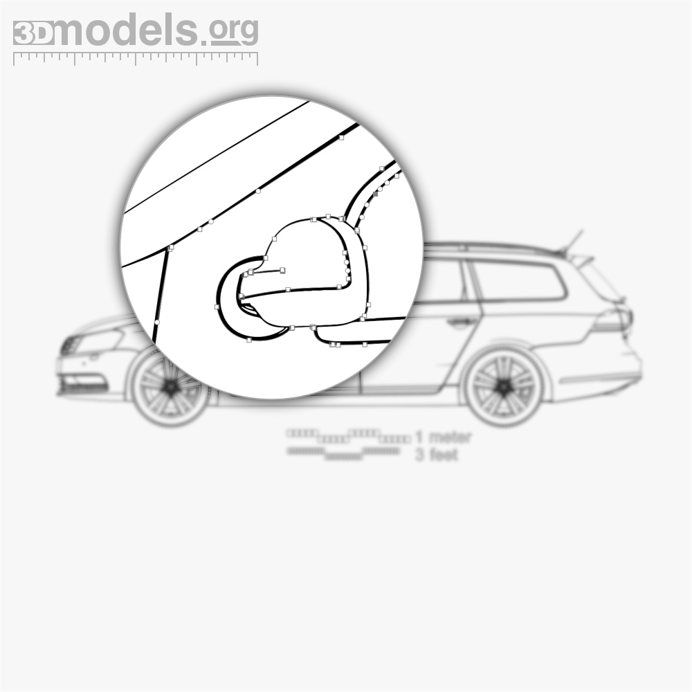 Volkswagen Passat (B7) Wagon 2014 Cetak Biru Vektor - 3DModels.org