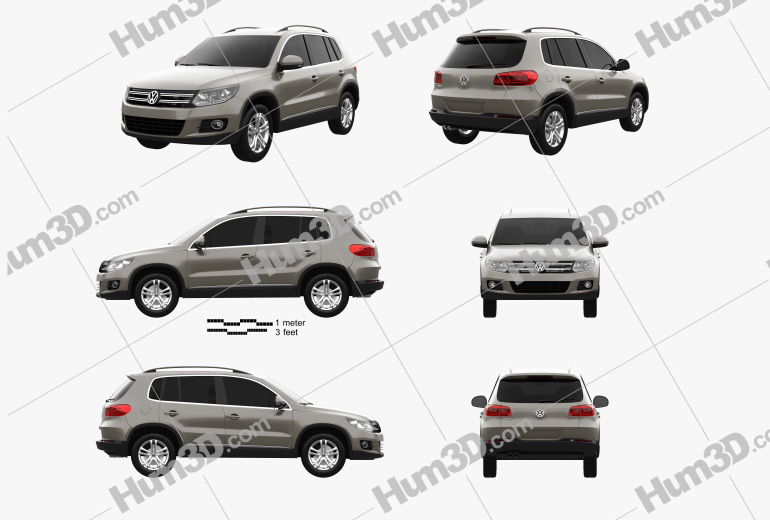 Volkswagen Tiguan Sport & Style 2014 Blueprint Template - 3DModels.org