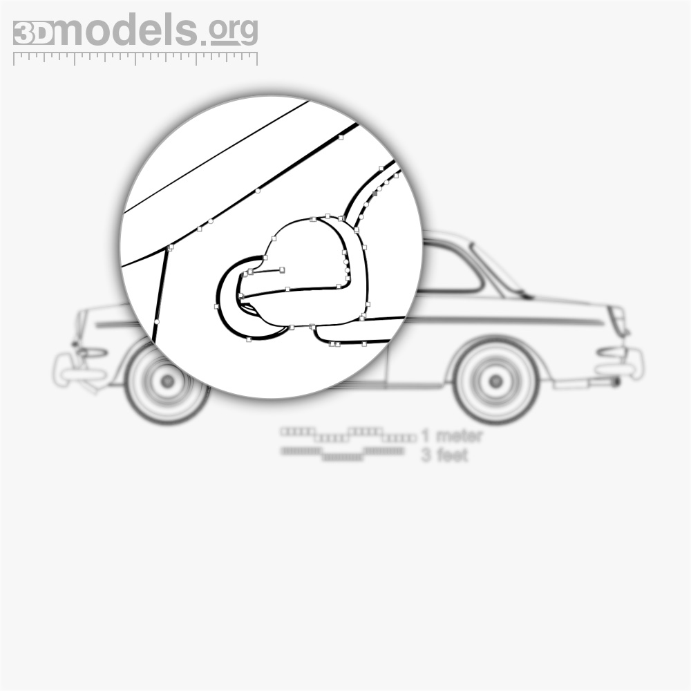 Volkswagen 1500 (Type 3) notchback 1961 Vector Blueprint - 3DModels.org