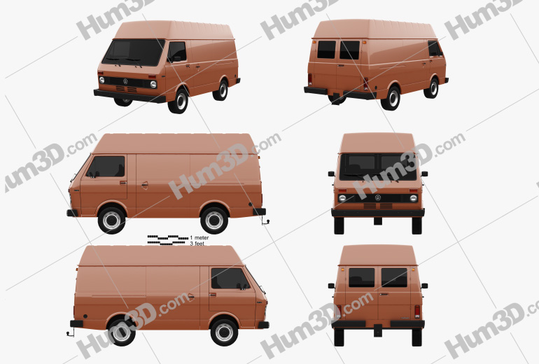 Volkswagen LT Panel Van 1975 Blueprint Template - 3DModels.org