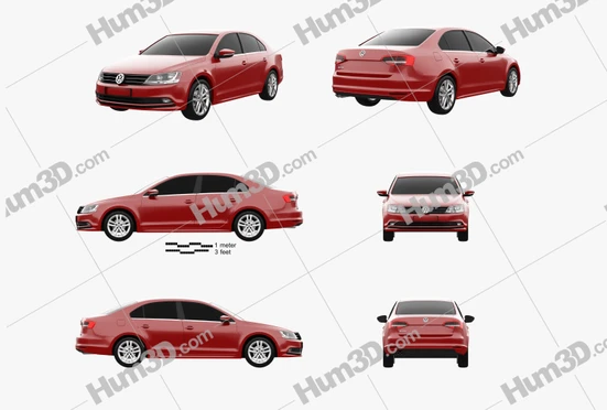 Volkswagen Jetta blueprints Download in PNG - 3DModels.org