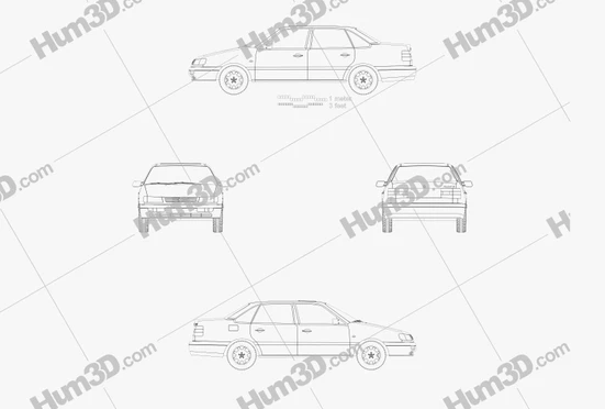 Volkswagen Passat blueprints Download in PNG - 3DModels.org