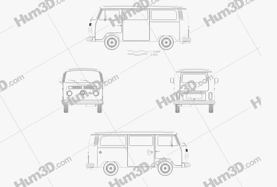 Volkswagen Transporter blueprints Download in PNG - 3DModels.org