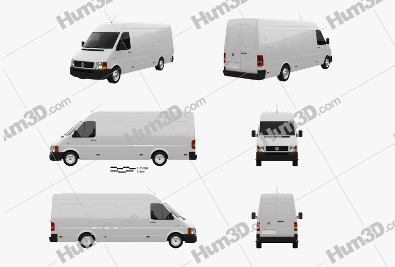 Volkswagen LT Panel Van L3H2 1996 Blueprint Template - 3DModels.org