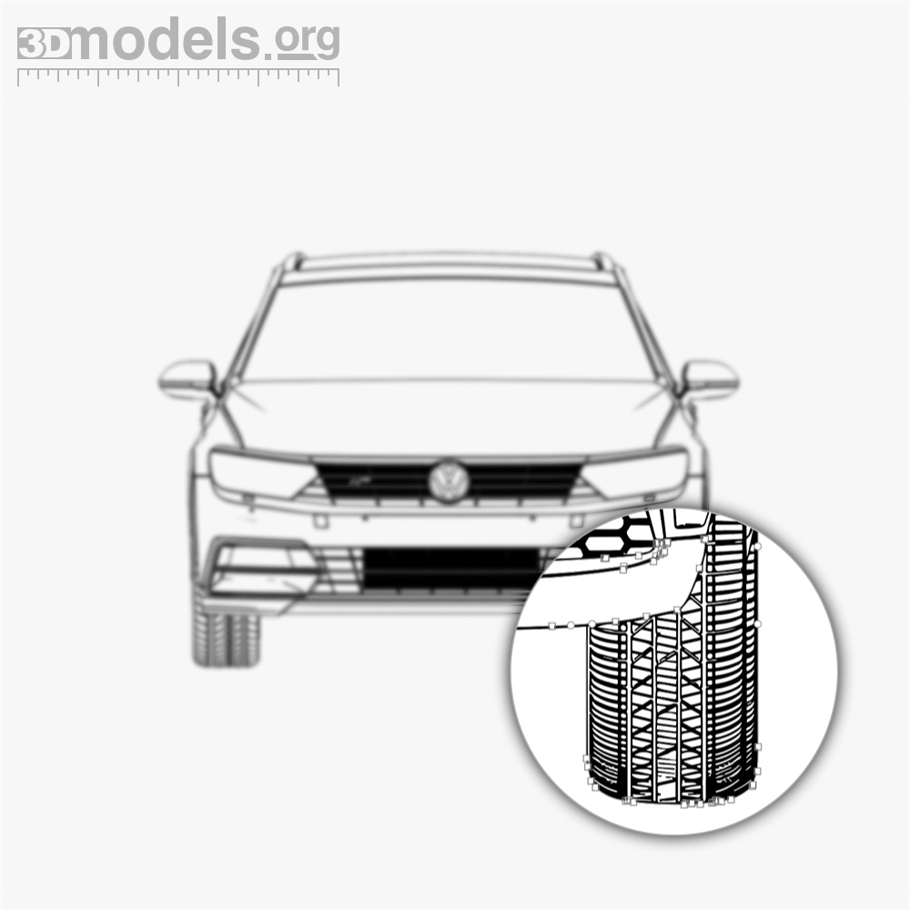 Volkswagen Passat (B8) variant R-Line 2019 Vector Blueprint - 3DModels.org