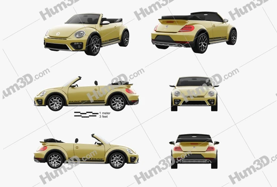 Volkswagen Beetle blueprints Download in PNG - 3DModels.org