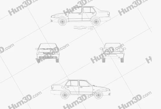 Volkswagen Jetta blueprints Download in PNG - 3DModels.org