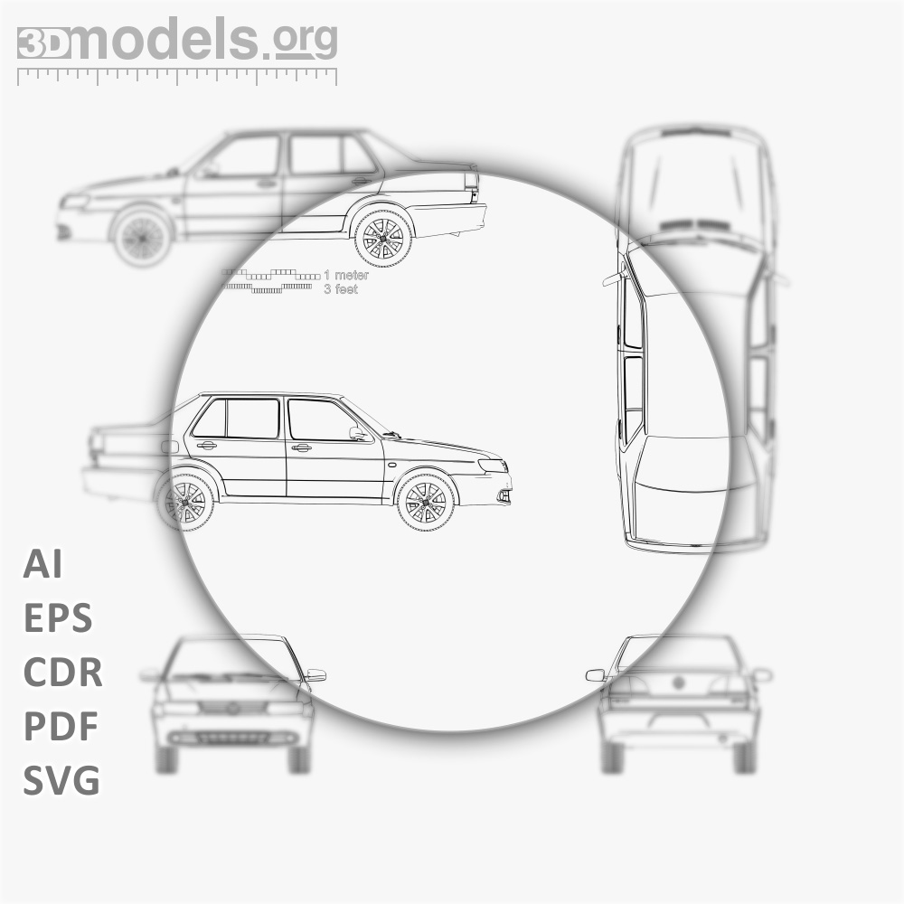 Volkswagen Jetta (CN) 2012 Vector Blueprint - 3DModels.org