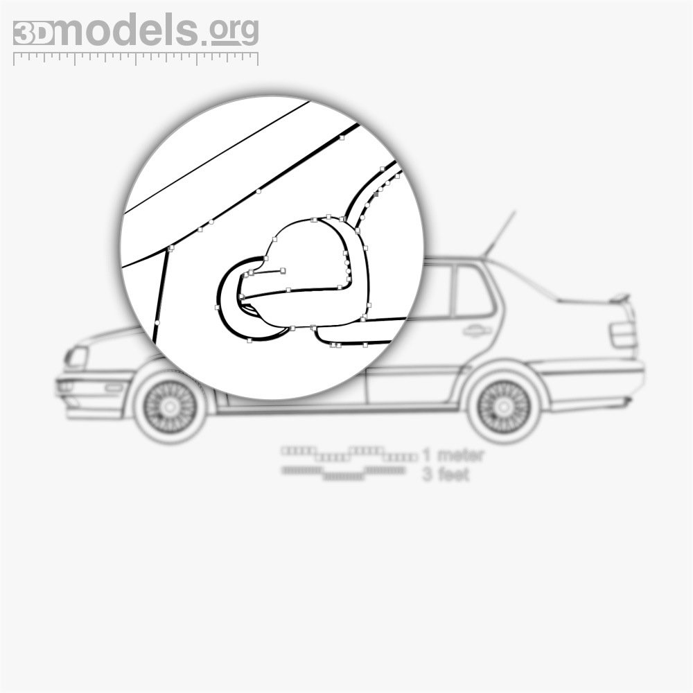 Volkswagen Jetta 1998 Vector Blueprint - 3DModels.org