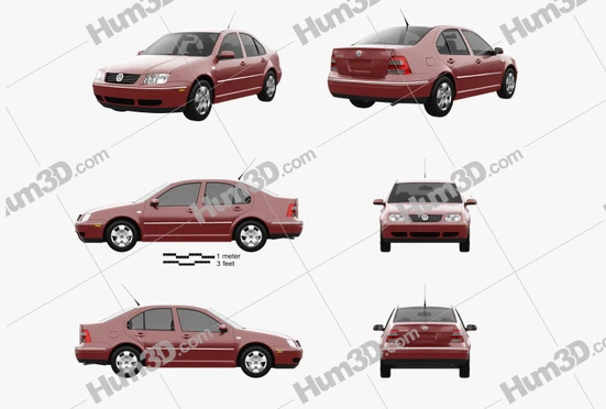 Volkswagen Jetta blueprints Download in PNG - 3DModels.org
