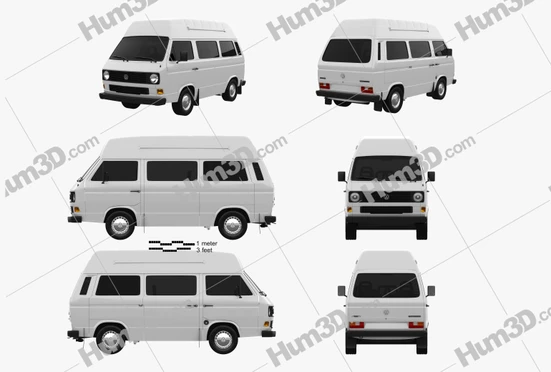 Volkswagen Transporter blueprints Download in PNG - 3DModels.org