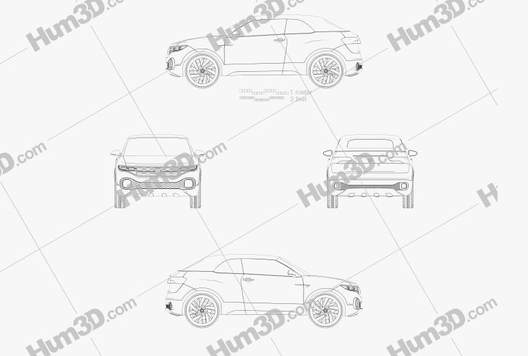 Volkswagen T-Cross Breeze Concept 2016 Blueprint - 3DModels.org