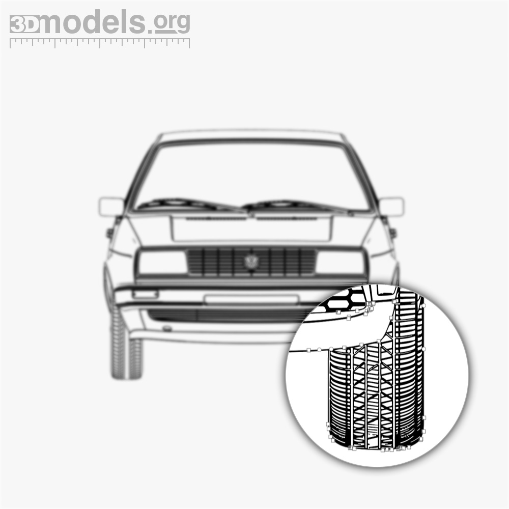 Volkswagen Jetta 1984 Vector Blueprint - 3DModels.org