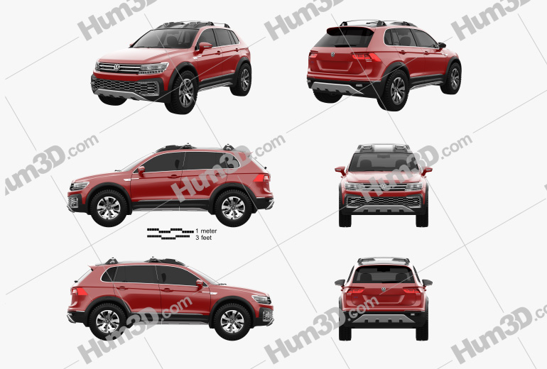 Volkswagen Tiguan GTE Active 2016 Blueprint Template - 3DModels.org