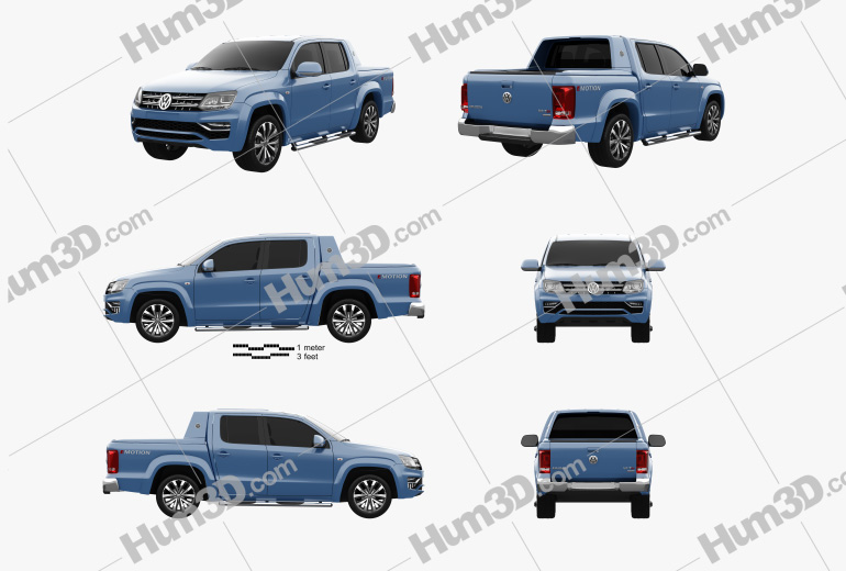 Volkswagen Amarok Crew Cab Aventura 2021 Blueprint Template - 3DModels.org