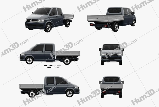 Volkswagen Transporter blueprints Download in PNG - 3DModels.org