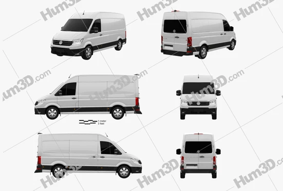 Volkswagen Crafter blueprints Descargar en PNG - 3DModels.org