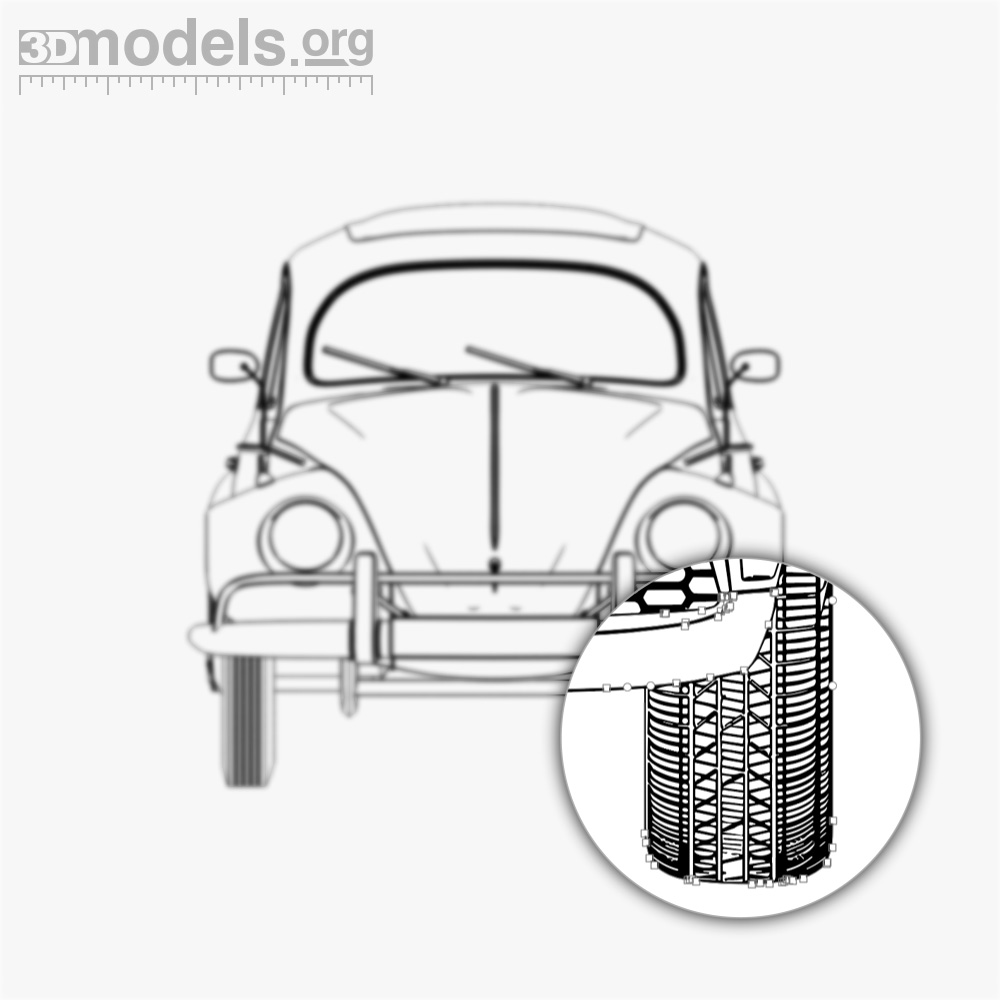 Volkswagen Beetle Herbie the Love Bug Vector Blueprint - 3DModels.org