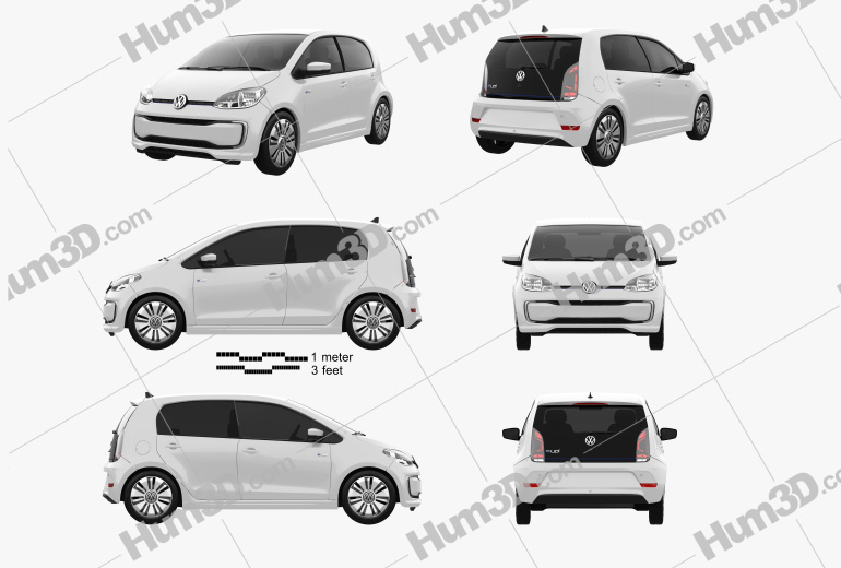 Volkswagen e-Up 5-door 2018 Blueprint Template - 3DModels.org