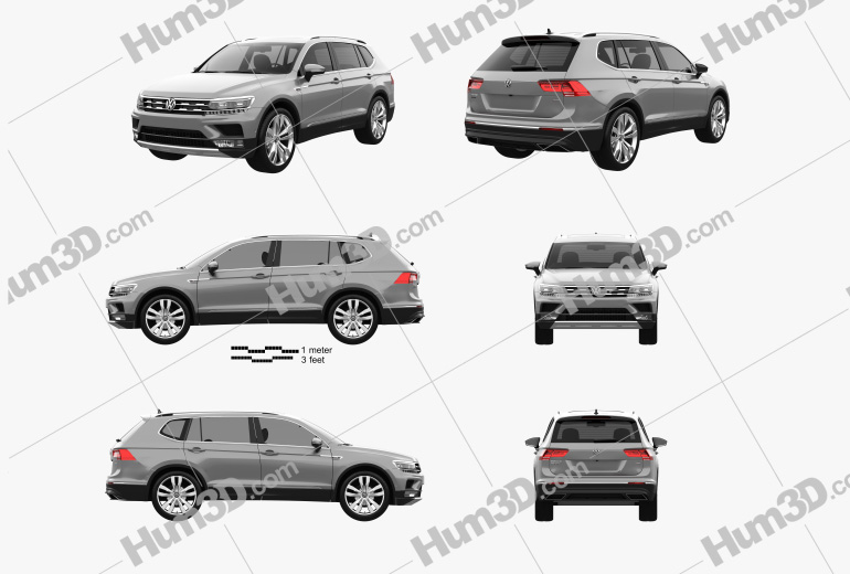 Volkswagen Tiguan Allspace 2020 Blueprint Template - 3DModels.org