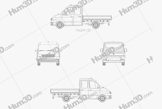 Volkswagen Crafter blueprints Descargar en PNG - 3DModels.org