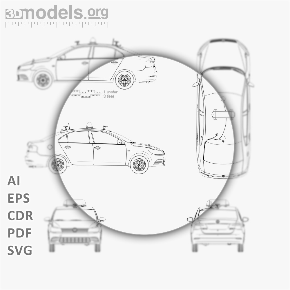 Volkswagen Jetta CN-specs Taxi 2018 Vector Blueprint - 3DModels.org