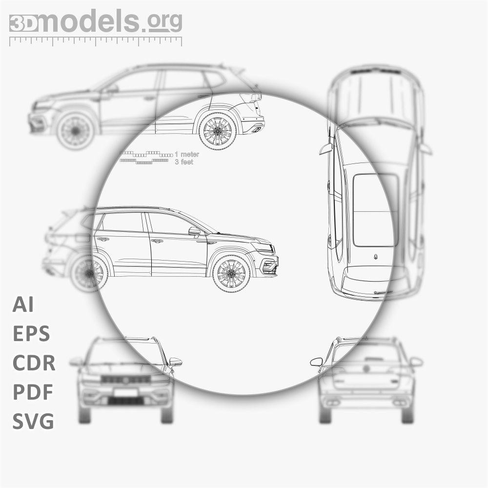 Volkswagen Tharu R-Line 2022 Vector Blueprint - 3DModels.org