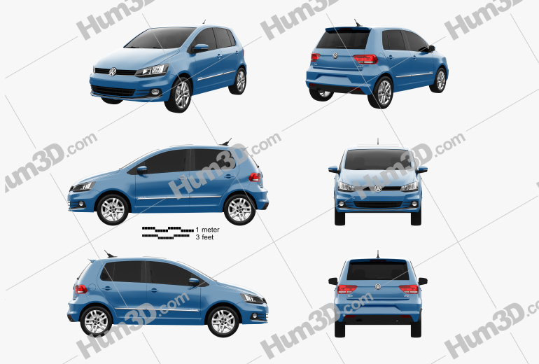 Volkswagen Fox Highline 2020 Blueprint Template - 3DModels.org