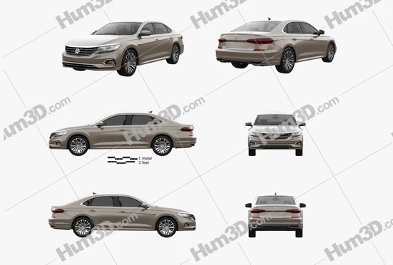Volkswagen Passat blueprints Download in PNG - 3DModels.org