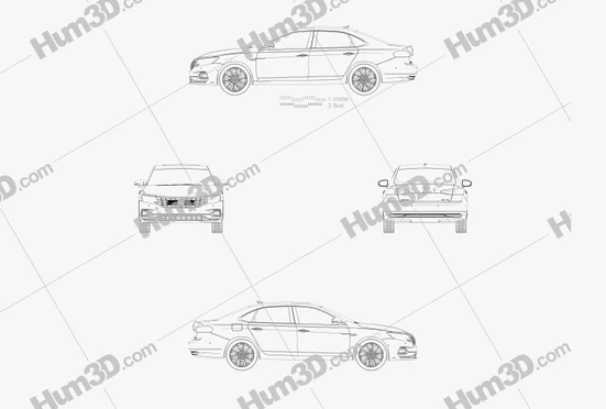 Volkswagen Passat blueprints Download in PNG - 3DModels.org