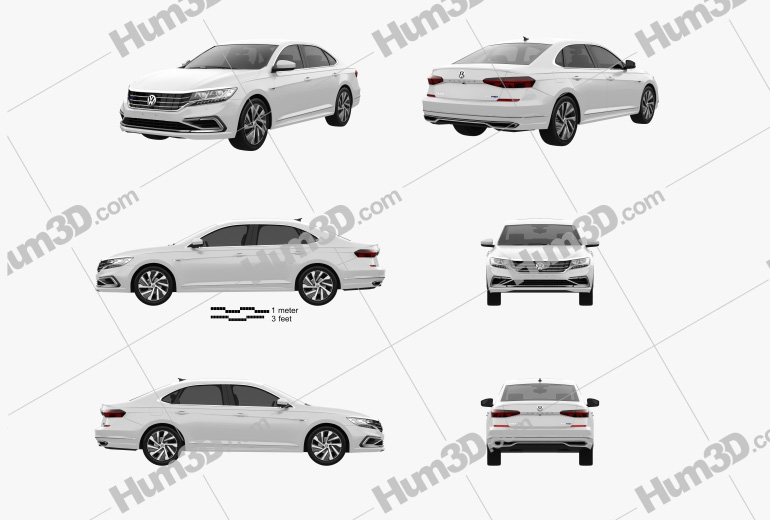 Volkswagen Passat PHEV CN-spec 2021 Blueprint Template - 3DModels.org