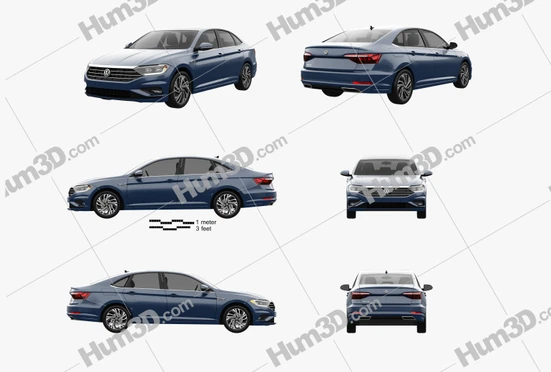 Volkswagen Jetta blueprints Download in PNG - 3DModels.org
