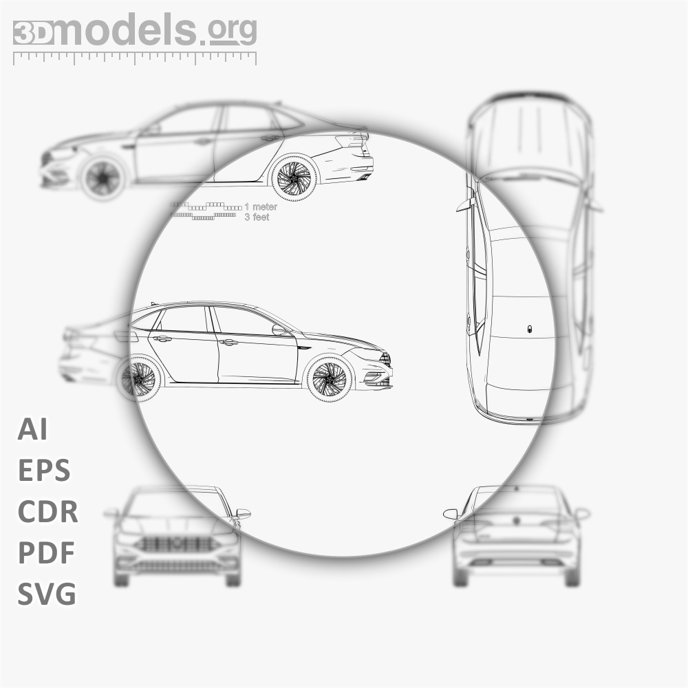 Volkswagen Jetta SEL Premium Spécification US 2022 Plan Vectoriel ...