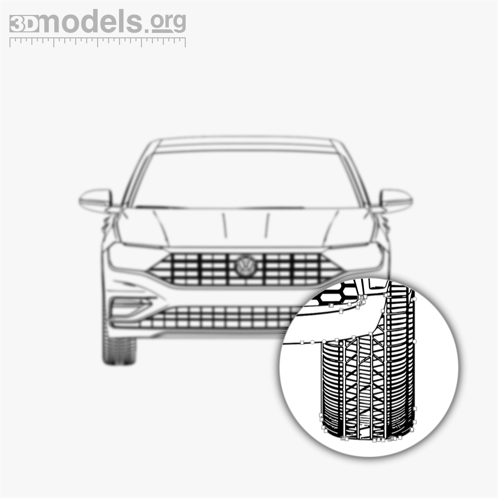 Volkswagen Jetta SEL Premium US-spec 2022 Vector Blueprint - 3DModels.org