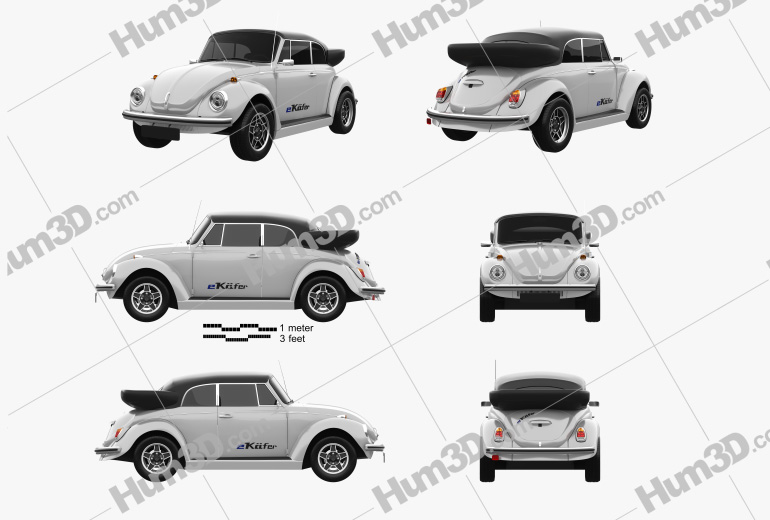 Volkswagen e-Beetle 2019 Blueprint Template - 3DModels.org
