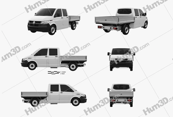 Volkswagen Transporter blueprints Download in PNG - 3DModels.org