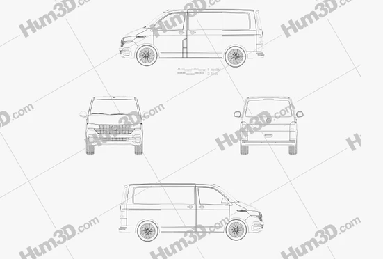 Volkswagen Transporter blueprints Download in PNG - 3DModels.org