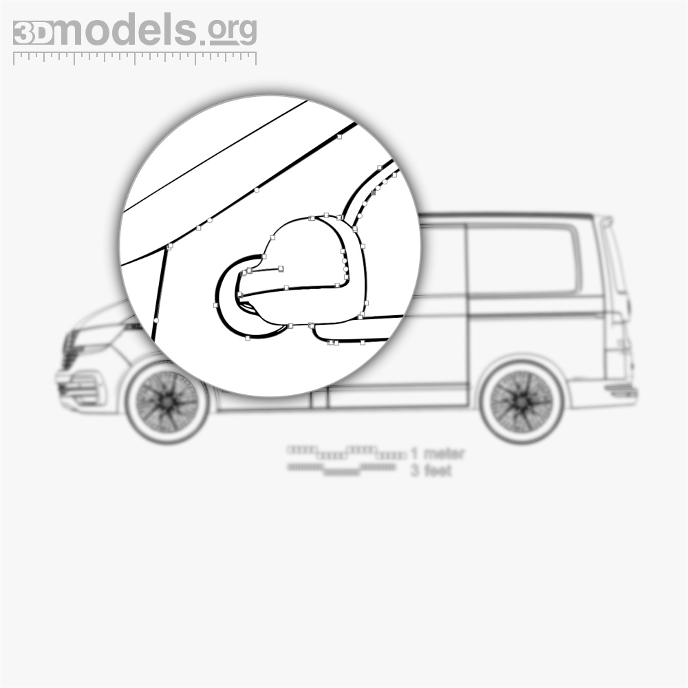 Volkswagen Transporter Multivan Bulli 2022 Vector Blueprint - 3DModels.org